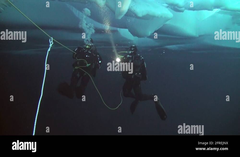 Fantastic underwater view under the Arctic ice at the North Pole Stock ...