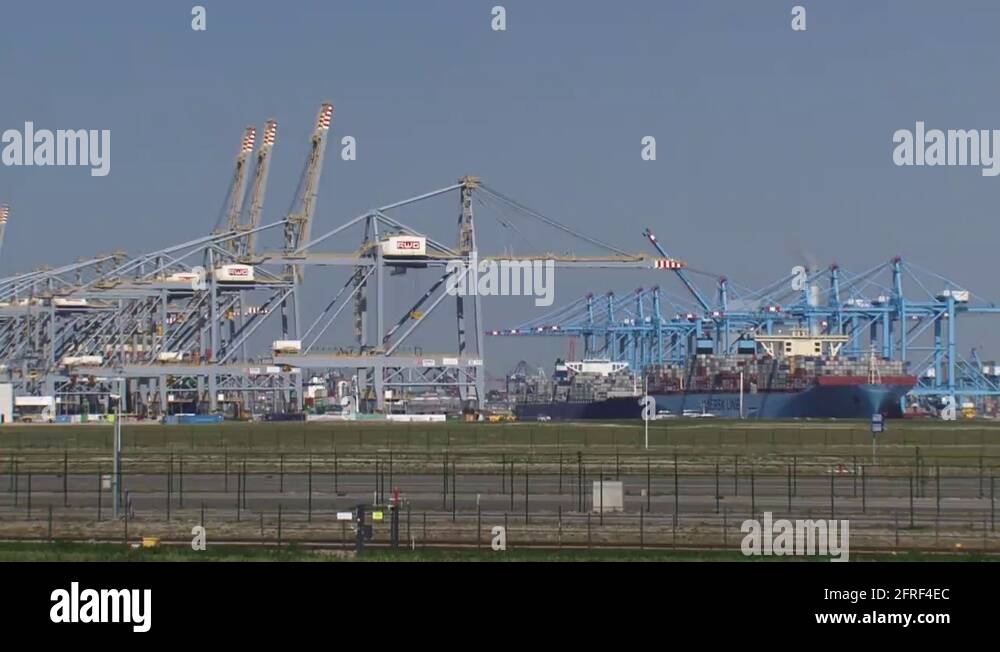Maasvlakte deepsea quay container terminals Stock Video Footage - Alamy