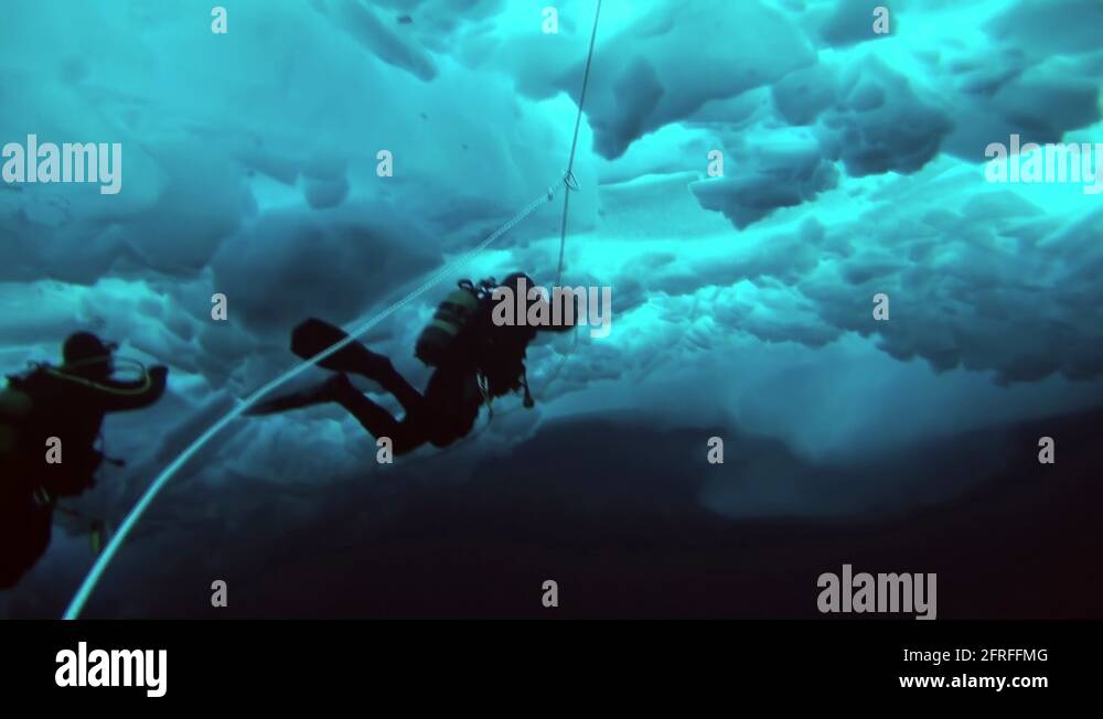 Fantastic underwater view under the Arctic ice at the North Pole Stock ...