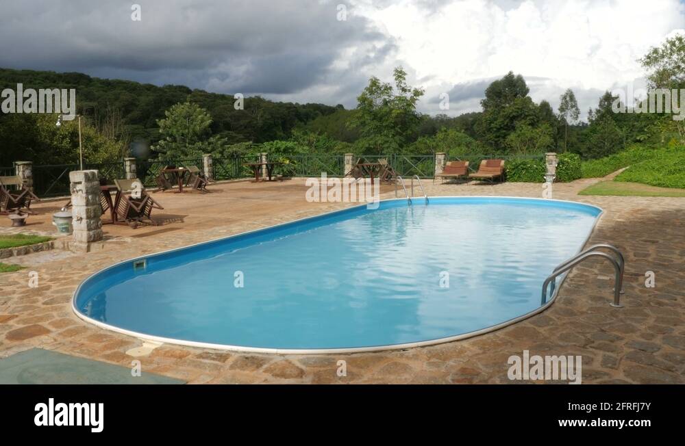 Beautiful tropical swimming pool in the rain forest of Ngorongoro - 4K ...