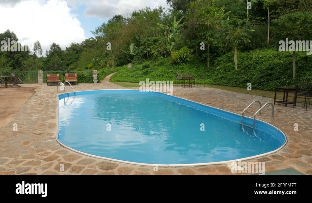 Beautiful tropical swimming pool in the rain forest of Ngorongoro - 4K ...