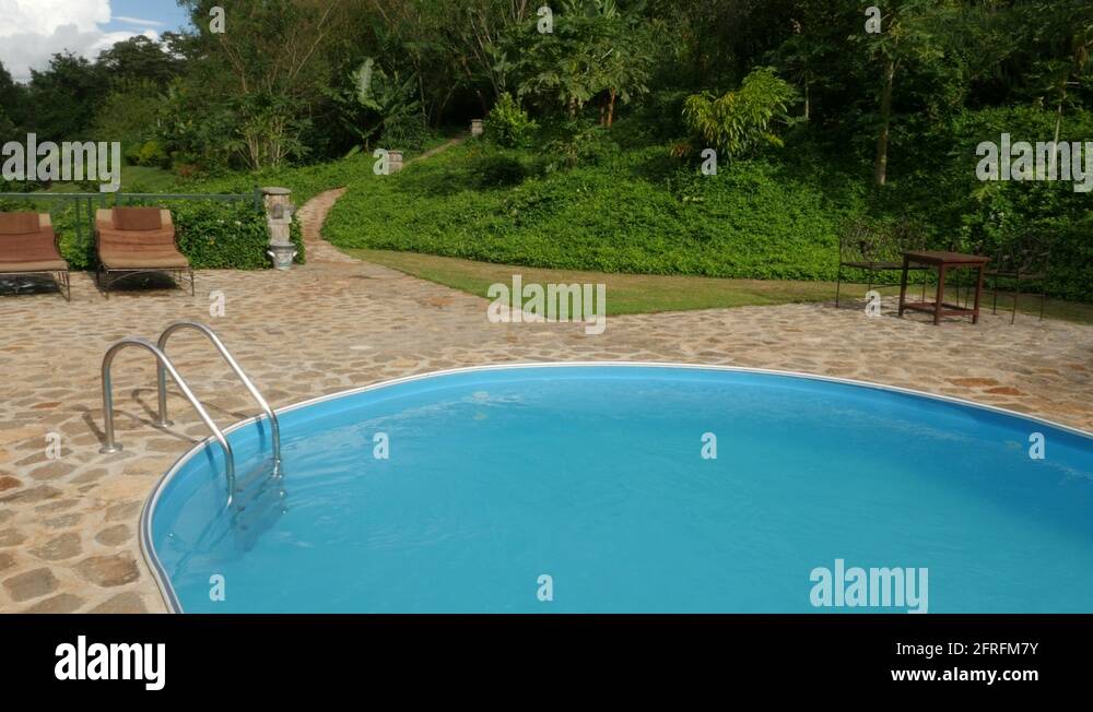 Beautiful tropical swimming pool in the rain forest of Ngorongoro - 4K ...