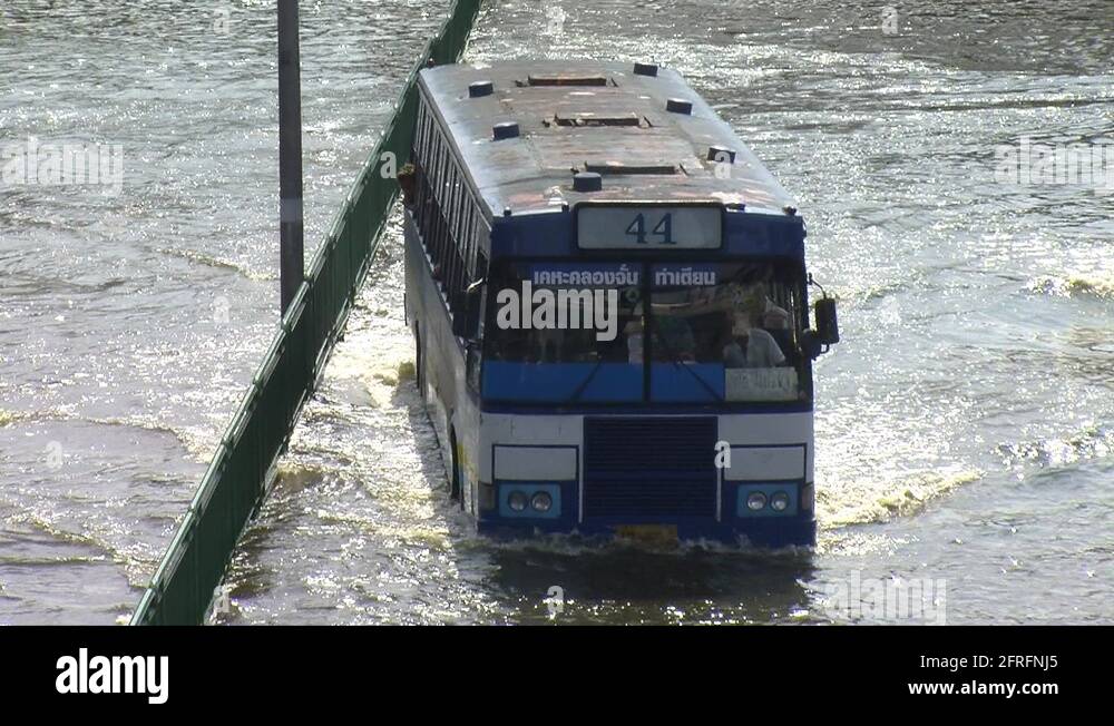 Bus Climate Change Rising Ocean Sea Level City Under Flood Water Global ...