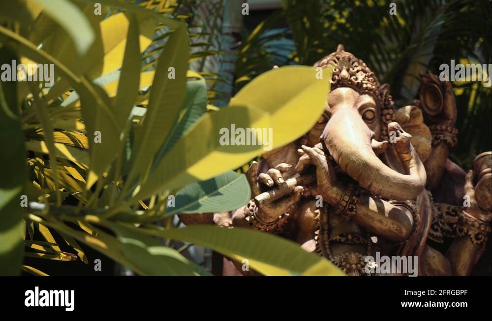 Big statue of hindu deity Ganesha between trees, Bali Stock Video ...