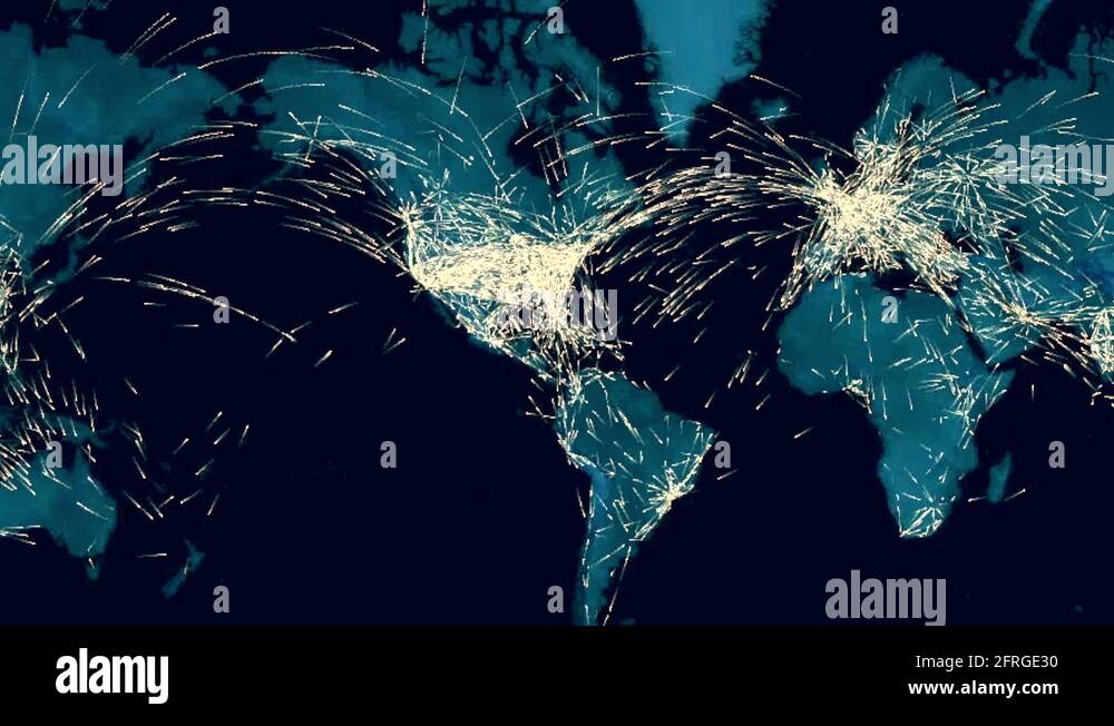 Night Map of Air Traffic Around The Earth Stock Video Footage - Alamy