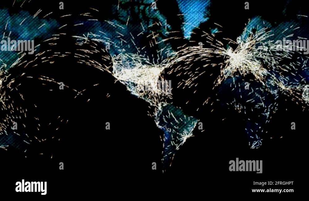 Night Map of Air Traffic Around The Earth Stock Video Footage - Alamy