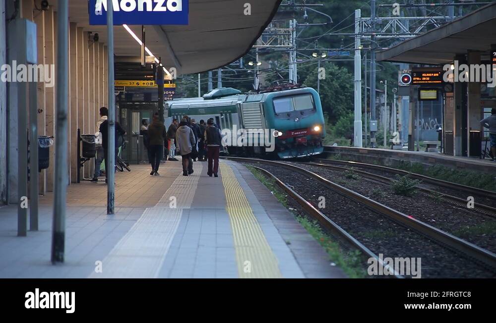 Monza, Italy. Train Station. Train Arriving Stock Video Footage - Alamy
