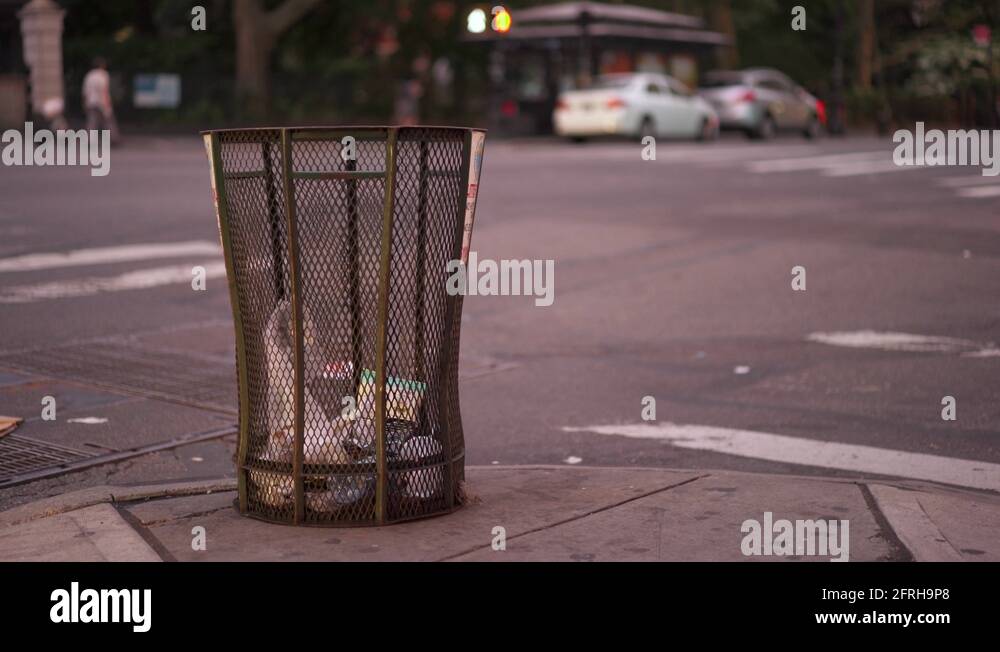 Downtown city intersection with trash can on corner 4k Stock Video ...