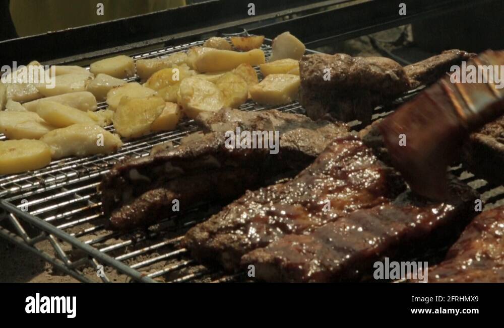 Grill over open fire pork Stock Videos & Footage - HD and 4K Video ...