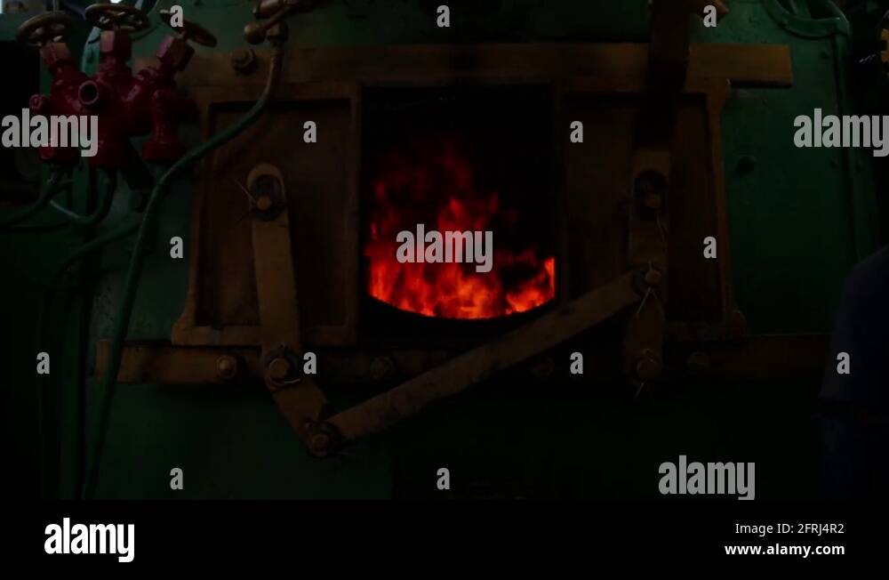 Steam train's furnace opens and closes Stock Video Footage - Alamy