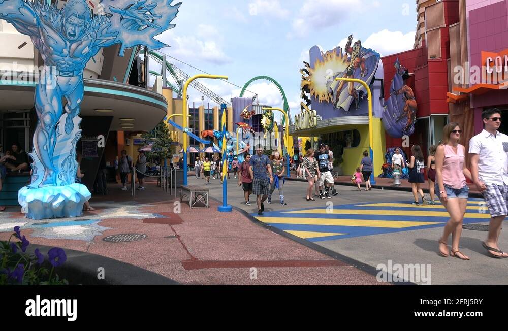 Marvel Comics Area Of Universal Studios Theme Park Florida 4K Stock ...