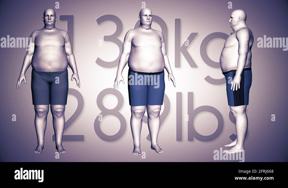4K Simulation of an Obese Man Loosing Body Weight and BMI Index 8 Stock ...