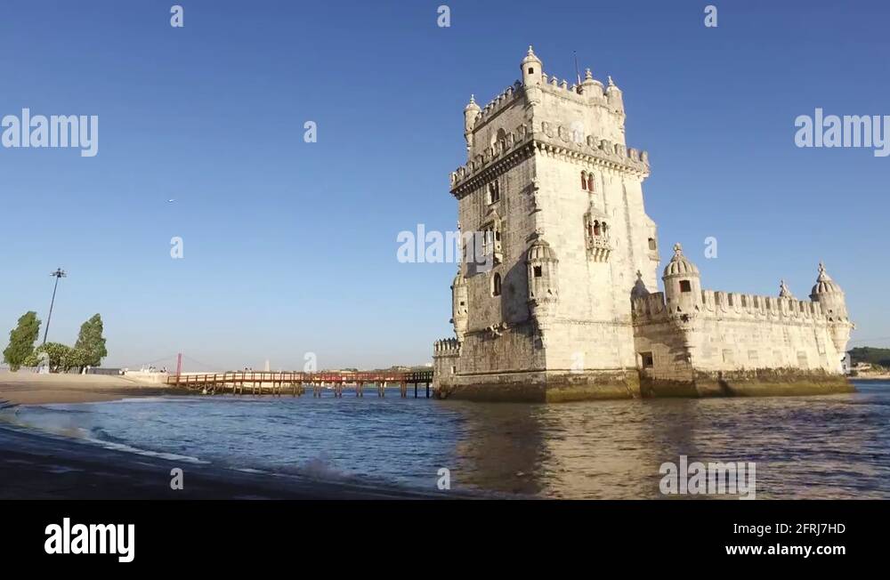 Belem Tower in Lisbon Portugal steady cam gimbal 4k Stock Video Footage ...