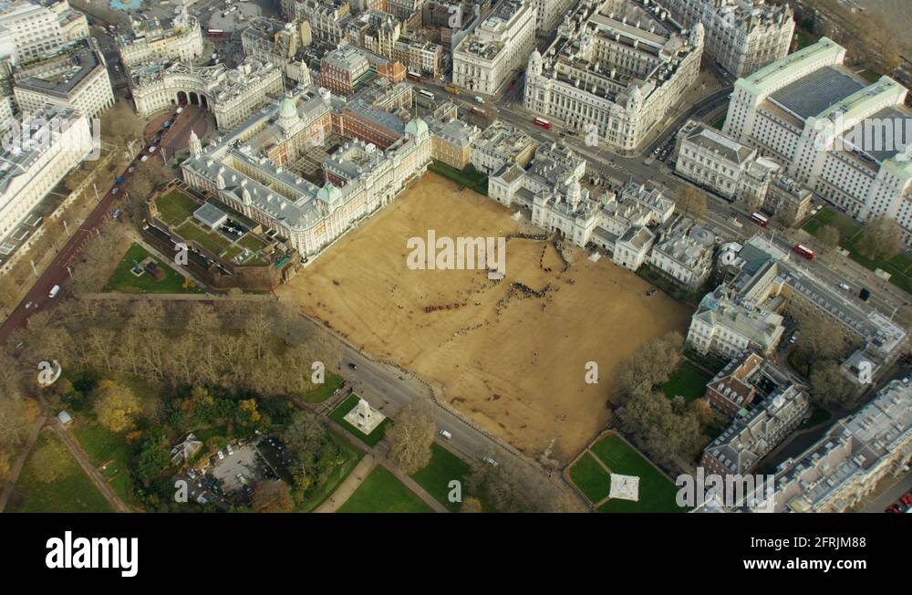 Aerial view of Whitehall and Horse Guards Parade London UK Stock Video ...