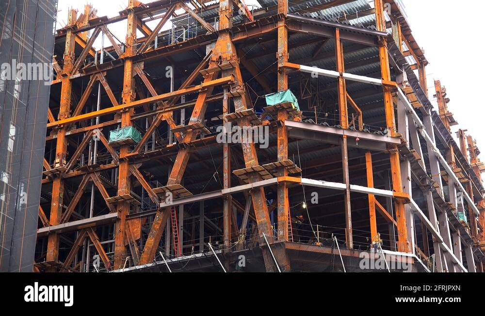 Welding at the construction of a skyscraper by the Hudson Yards Project ...