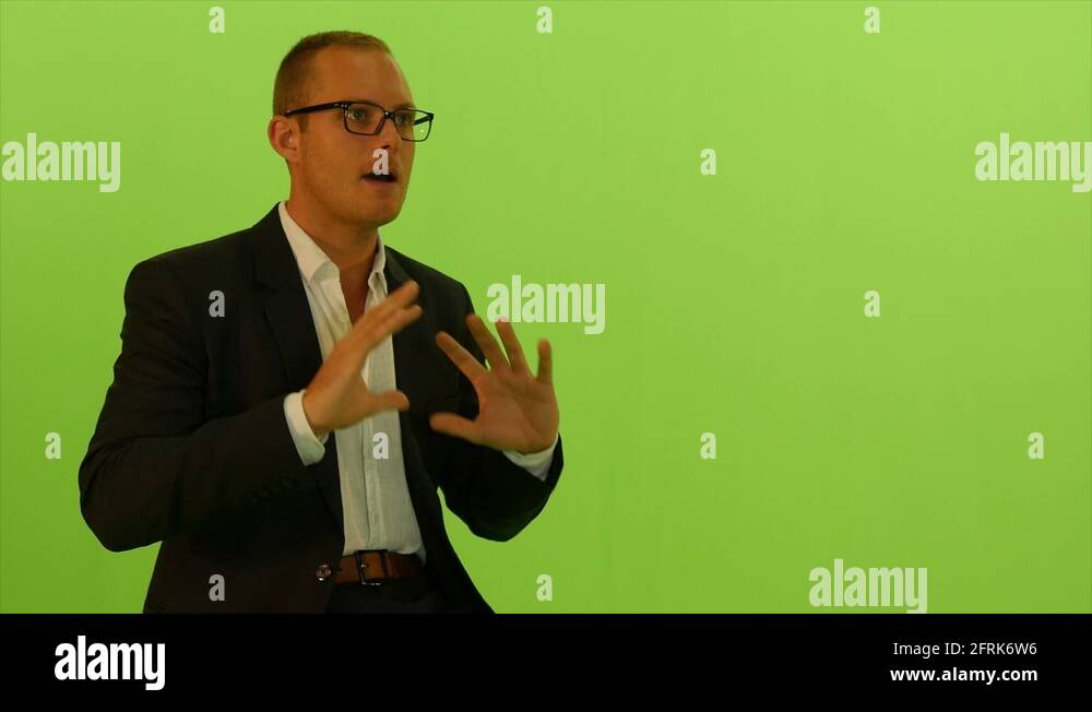 young successful business man talking. green screen background Stock ...