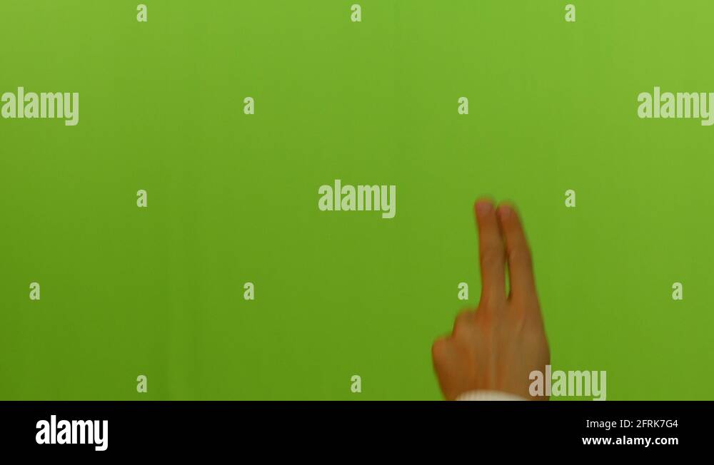 hand gestures against green screen background. zoom swipe tipping Stock ...