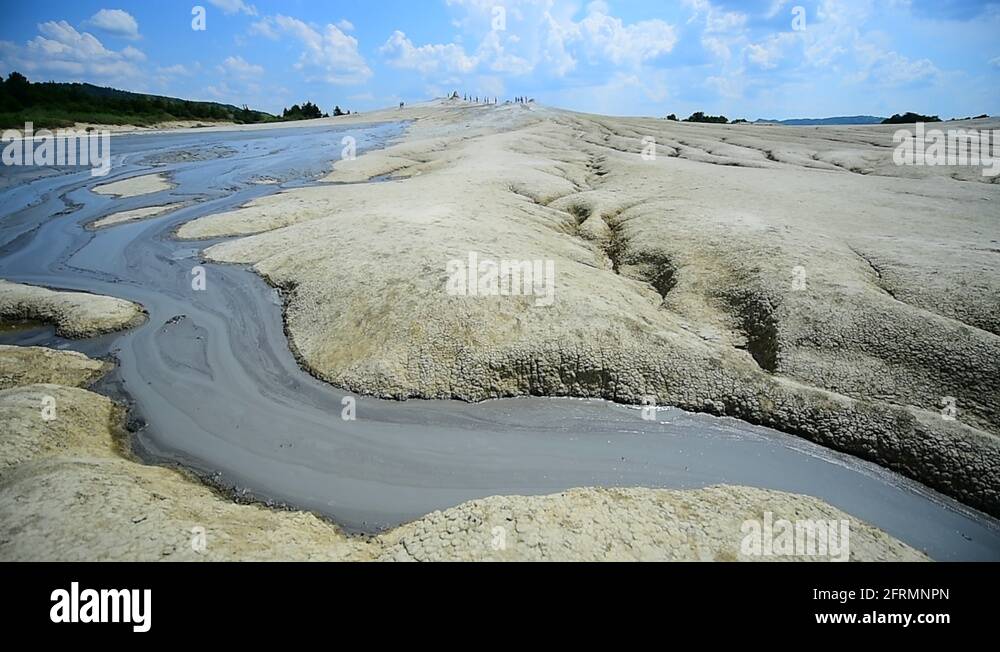 Mud volcanoes also known as mud domes erupting in summer season Stock ...