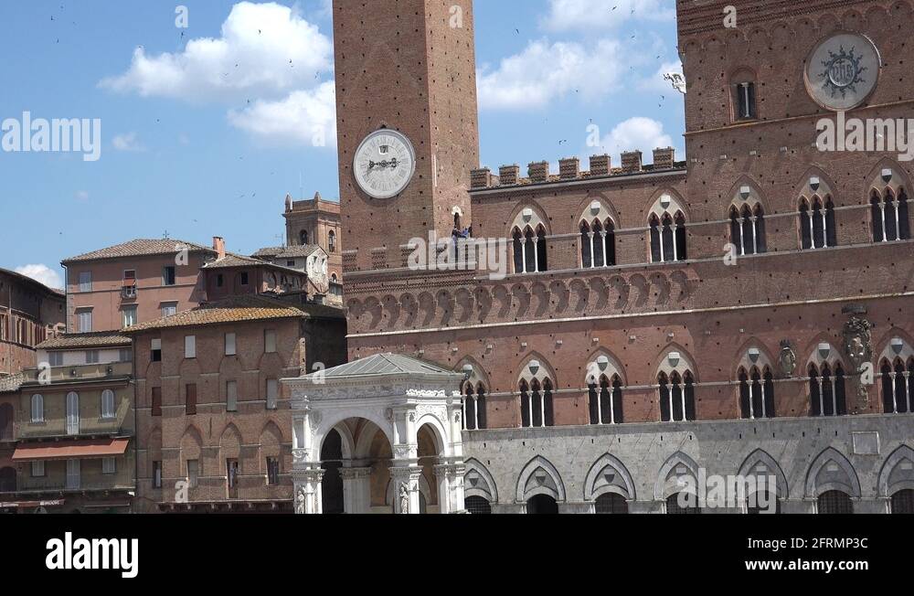 Siena, Italy:Piazza del Campo and Town Hall,ULTRA HD 4K, real time ...