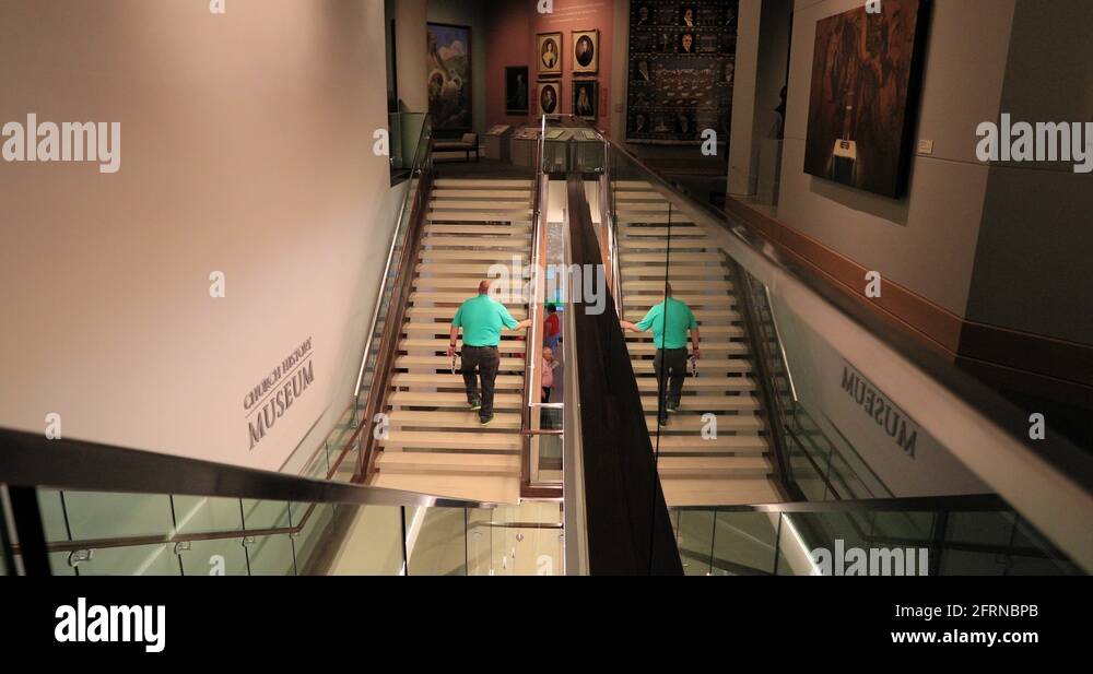 Mormon LDS Church History Museum stairs DCI 4K Stock Video Footage - Alamy