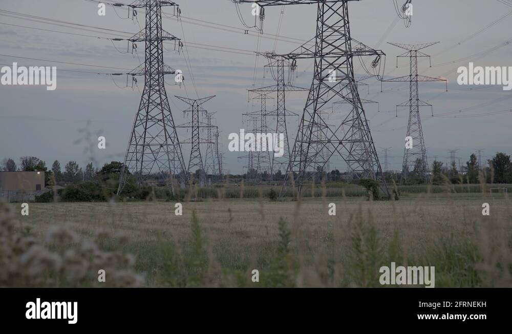 High voltage electrical power towers. 4K UHD Stock Video Footage - Alamy