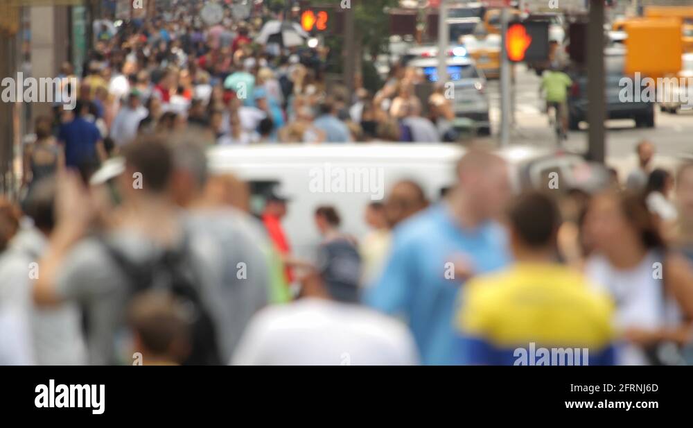 Crowd of commuter people walking street sidewalk Stock Video Footage ...