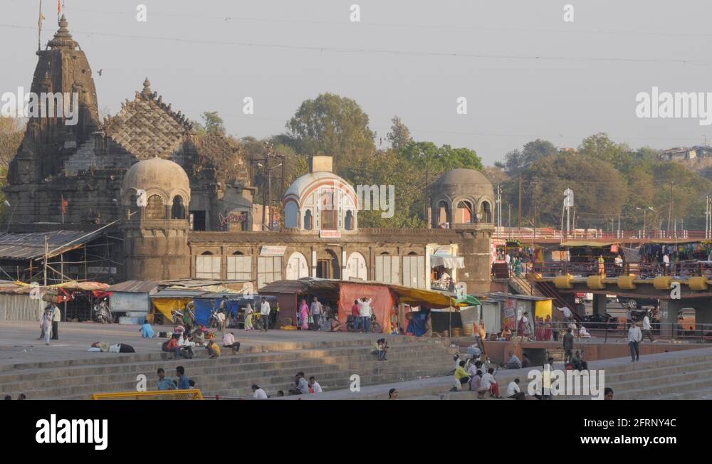 Naroshankar temple and Panchavati ghats,Nashik,India Stock Video ...