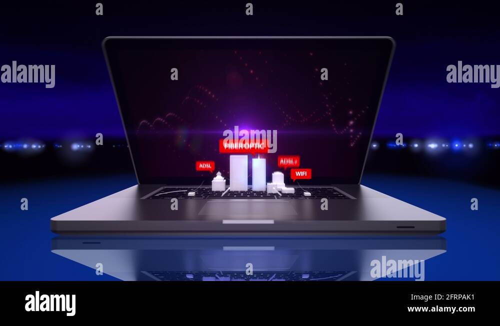 Types of internet access technologies, colorful cg animation Stock ...