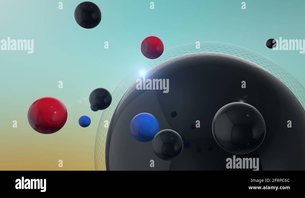 Rotating 3D Spheres On Colorful Background With Lens Flare Stock Video ...