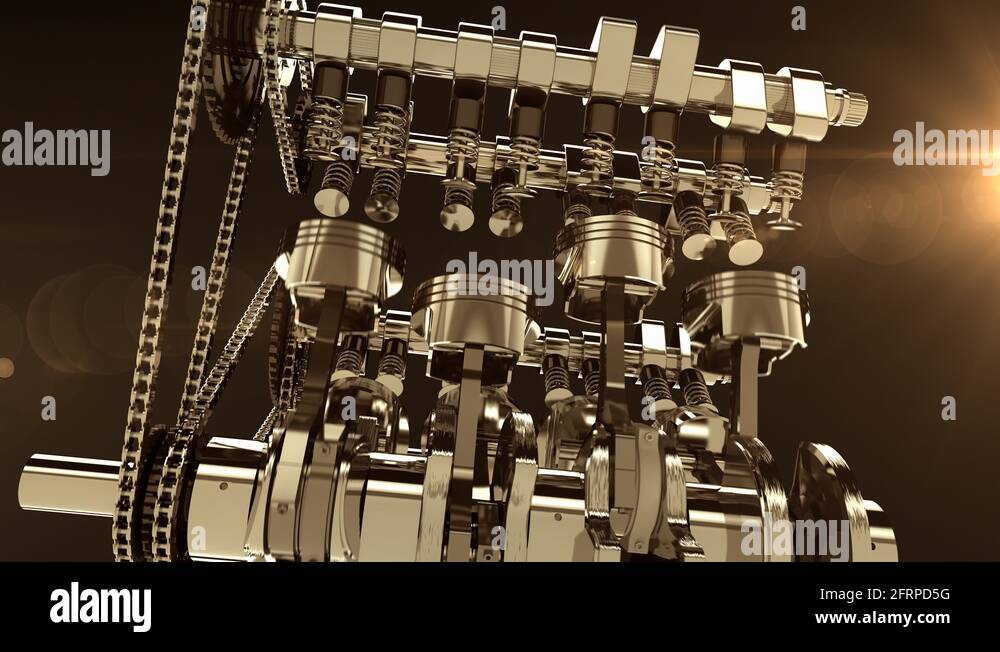 3D animation of a working V8 engine with lens flare Stock Video Footage ...