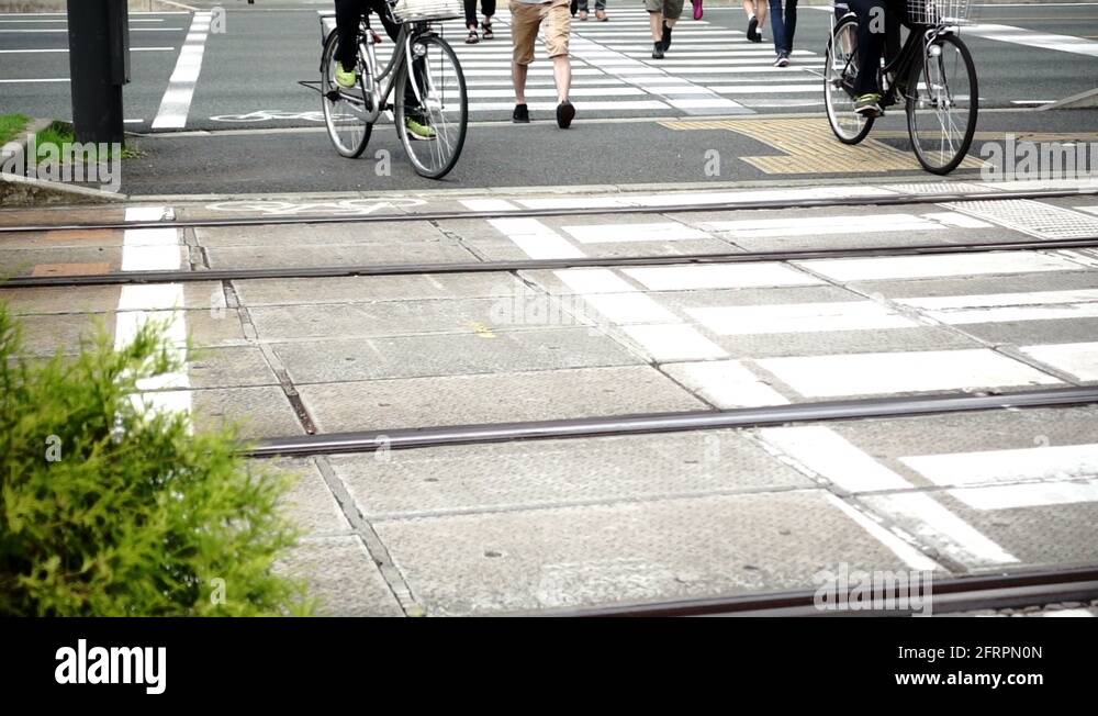 Bicycle lane sharing on street in Japan, slow motion Stock Video ...