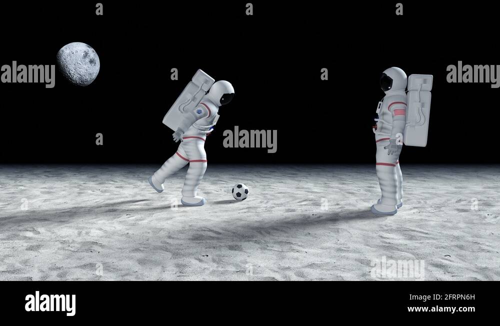 Two Astronauts Playing Soccer On The Alien Planet Surface Stock Video ...