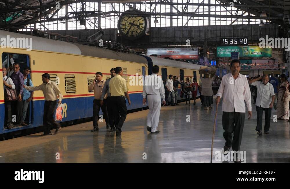 Commuter train leaving train station,Mumbai,India Stock Video Footage ...