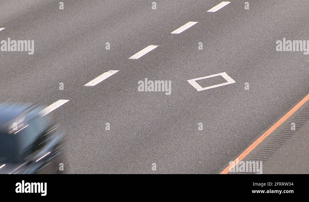 High occupancy vehicle lanes on QEW highway in Oakville Canada Stock ...