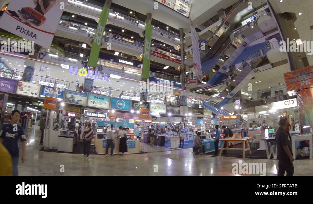 Central Atrium of Pantip Plaza, multi-level shopping center in downtown ...