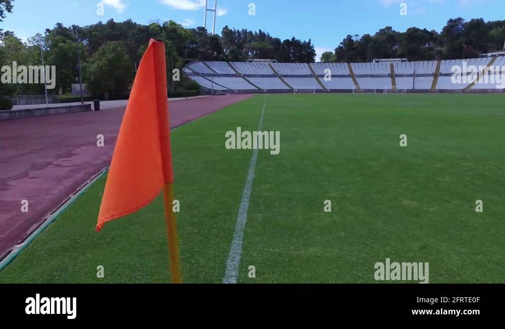 flag corner stadium soccer football field turf steady shot gimbal 4k ...