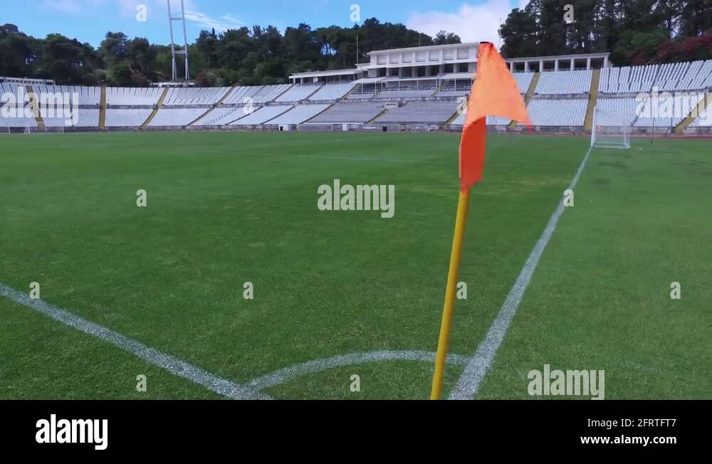 flag corner stadium soccer football field turf steady shot gimbal 4k ...