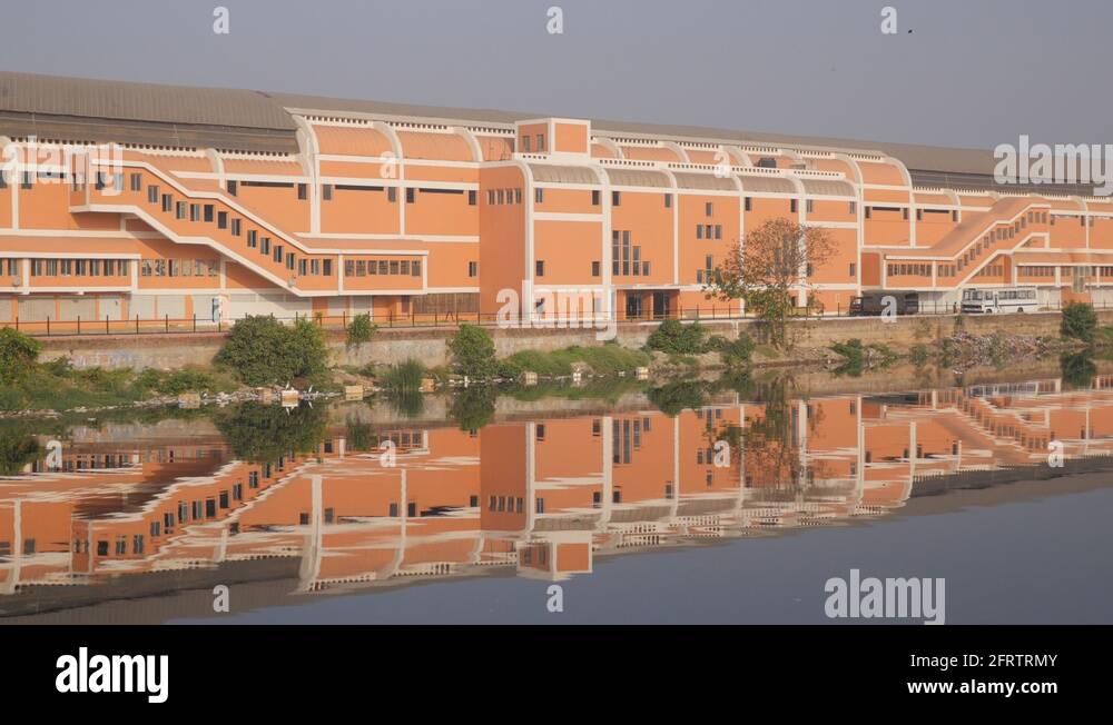 Mass Rapid Transit System MRTS station with reflection in river,Chennai ...