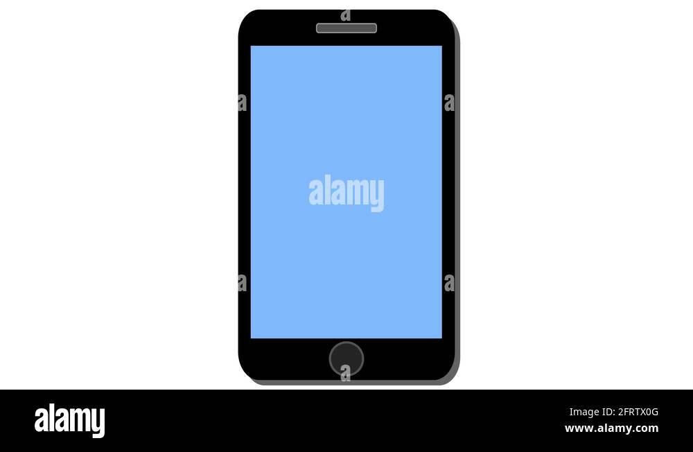 Smartphone modern communication glowing blue screen white background ...