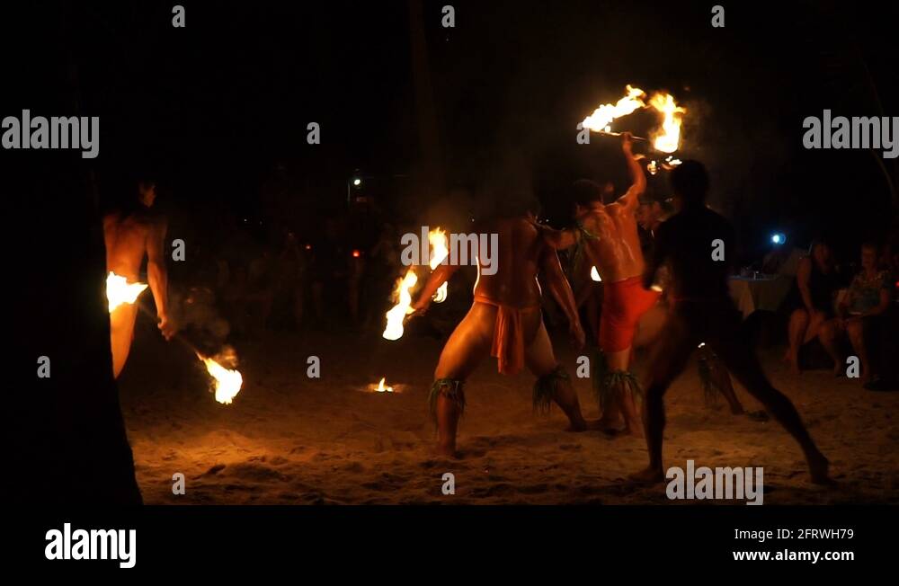 Polynesian cultural music and fire dance performance on Bora Bora ...