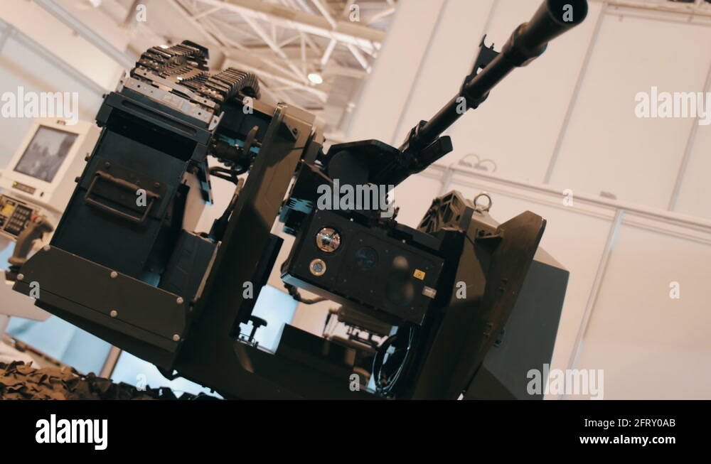 Heavy machine guns on the remote-controlled platform with infrared ...