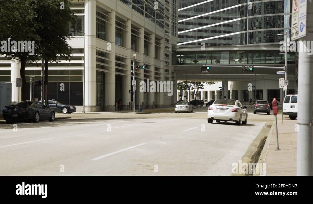 Houston, TX - typical downtown busy street with traffic 4k Stock Video ...