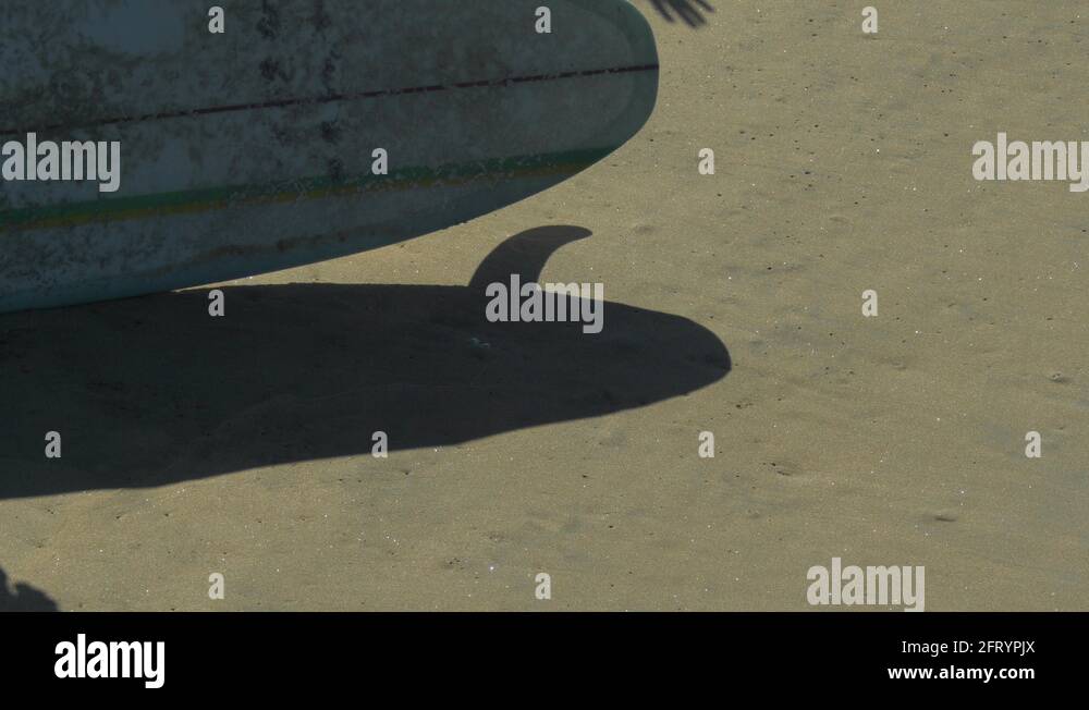 The shadow of a longboard surfboard and its fin on the beach Stock ...