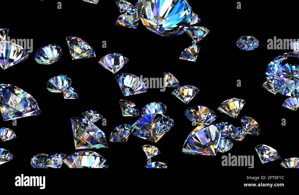 Precious diamonds slowly falling from the top seamless looping 3D ...