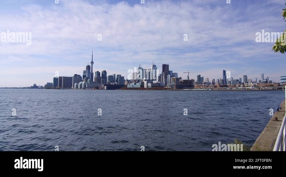 Toronto skyline in stunning 4k on a clear day with blue sky Stock Video ...