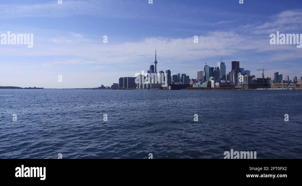 Toronto skyline in stunning 4k on a clear day with blue sky Stock Video ...