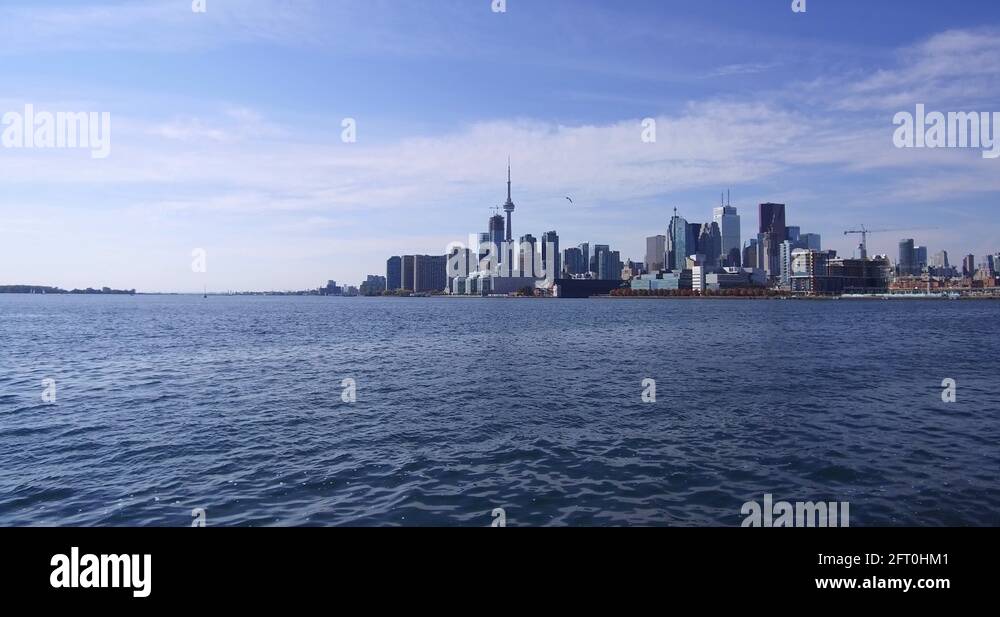 Toronto skyline in stunning 4k on a clear day with blue sky Stock Video ...