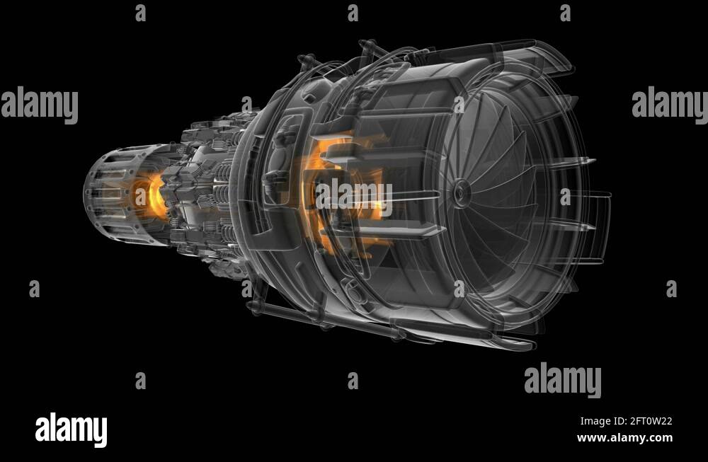 rotate jet engine turbine of plane, aircraft concept, aviation and ...