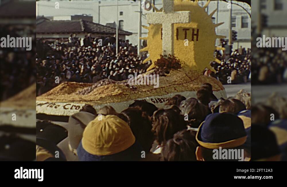 Rose Parade Cross of Jesus Float Pasadena Vintage Film Home Movie Stock ...