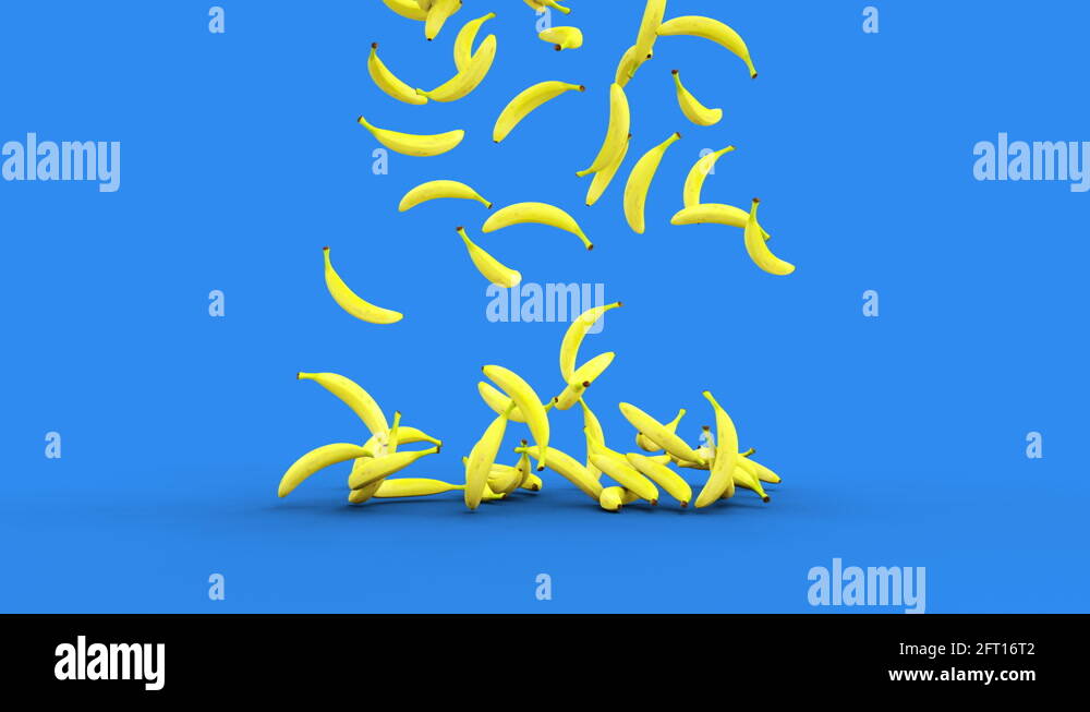 bananas falling . Realistic animation.Isolate green screen Stock Video ...